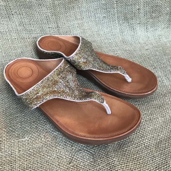 Fitflop | Shoes | Fitflop Electra Thong Sandal Jeweled Gold Strap Size ...